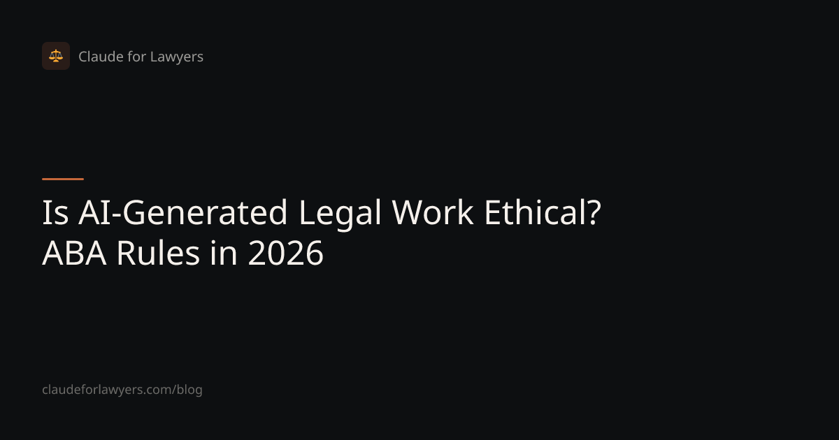 Is AI-Generated Legal Work Ethical? ABA Rules in 2026 — Claude for Lawyers